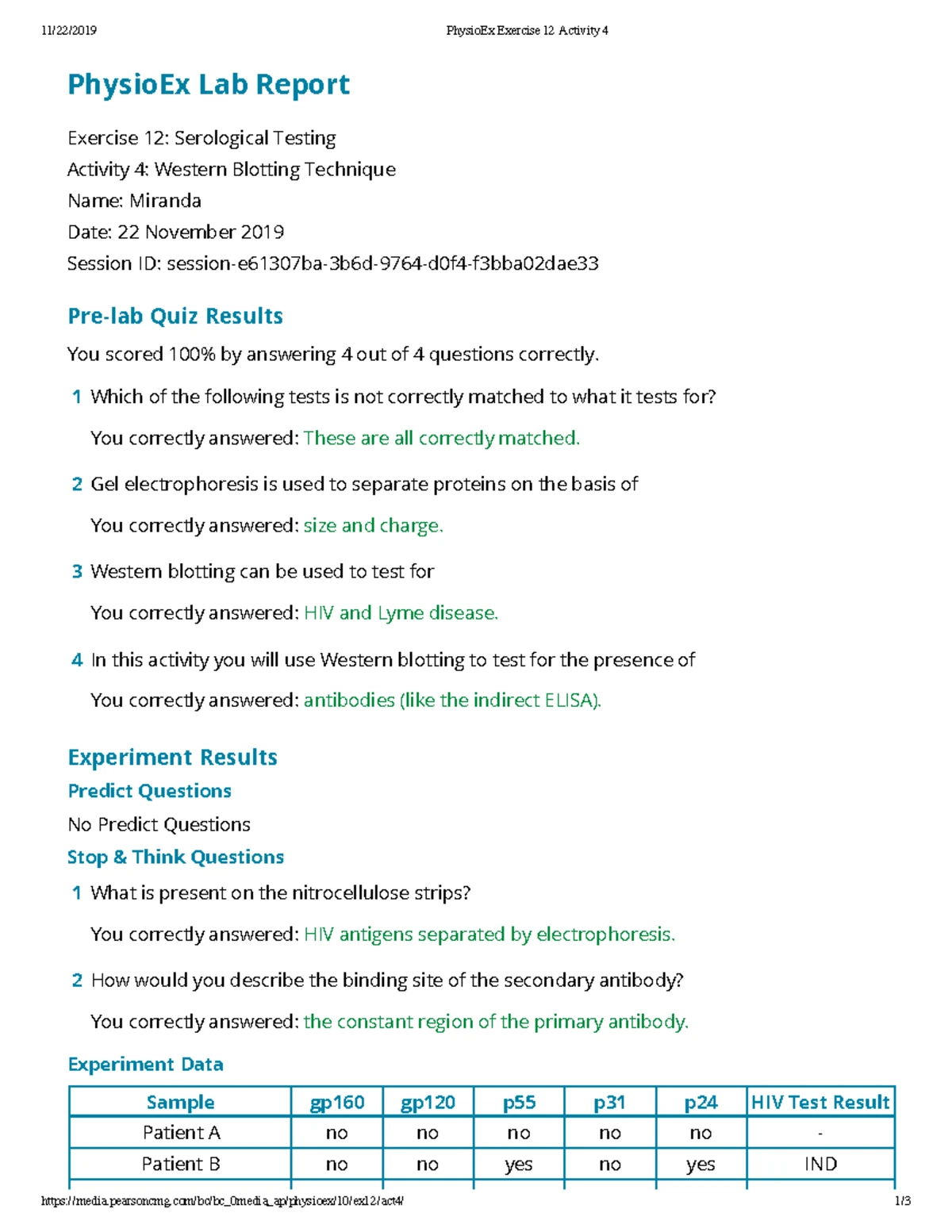 PhysioEx Exercise 8 Activity 4 - 11/11/2019 PhysioEx Exercise 8 ...