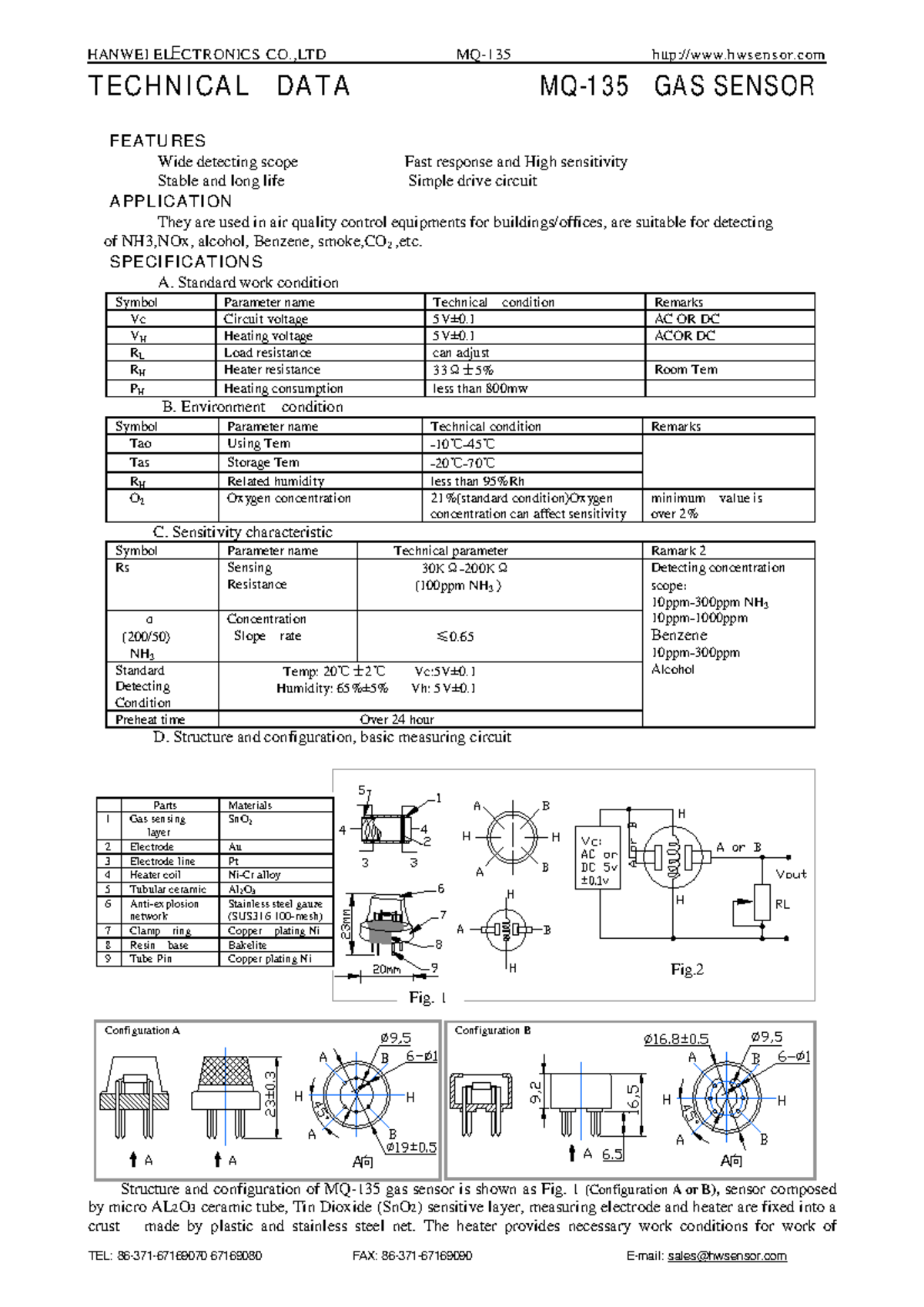 MQ-135 Gas Sensor Technical Data and Features Overview - Studocu