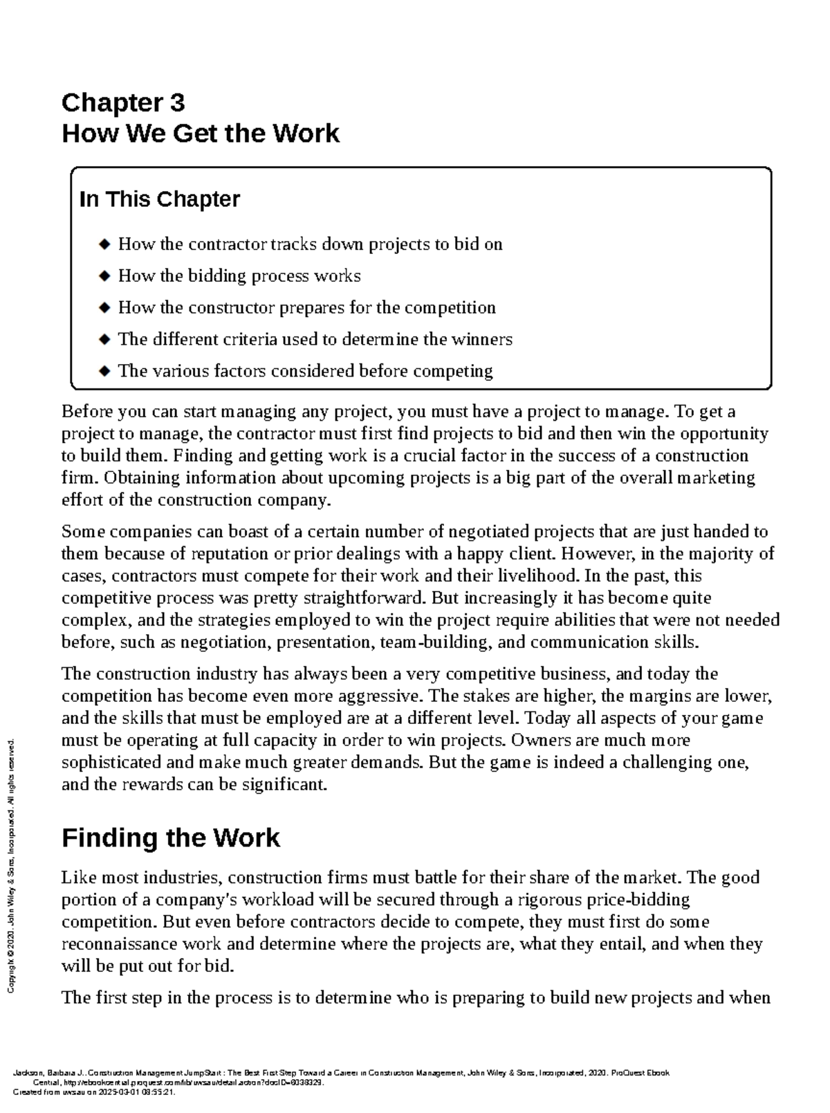 Chapter 3 - how contractors find and win construction projects - Studocu