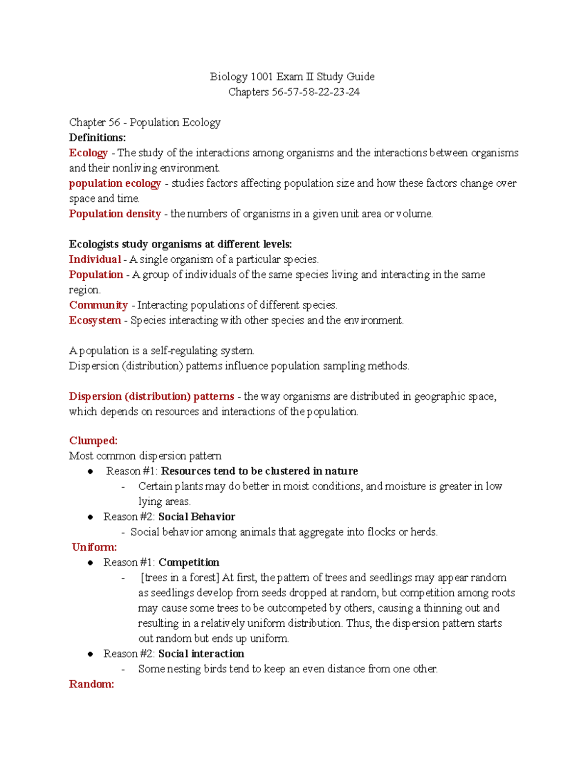 Bio exam 2 - review sheet for midterm - Biology 1001 Exam II Study ...