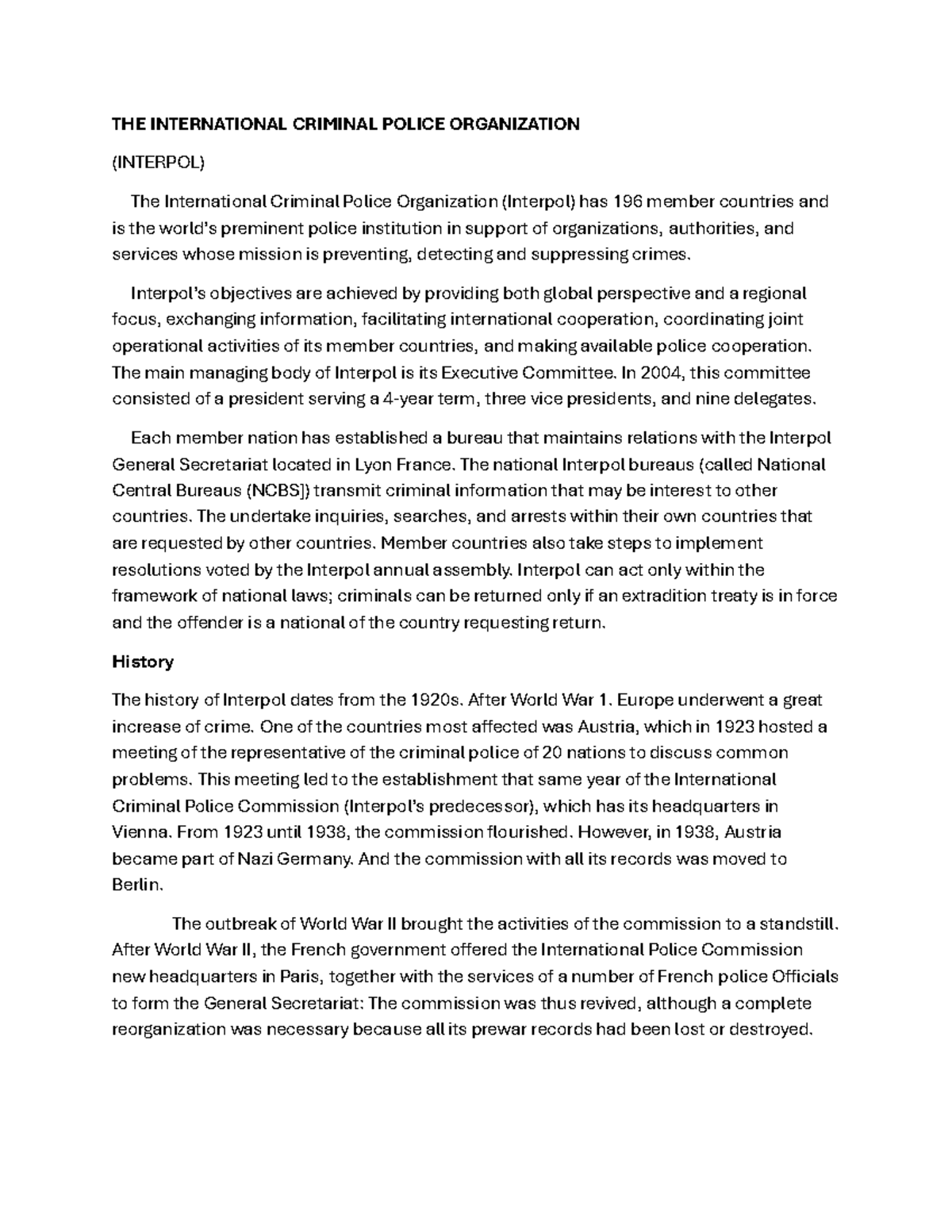 Interpol: Overview and Functions of the International Criminal Police ...
