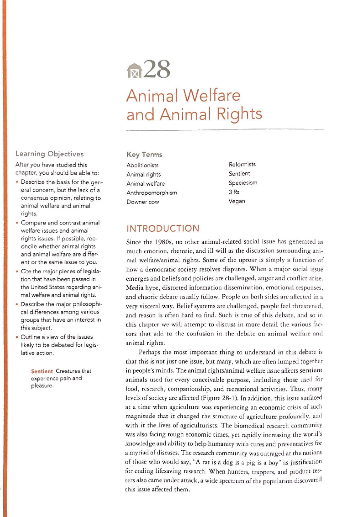 Animal Welfare and Rights: Key Concepts and Learning Objectives ...