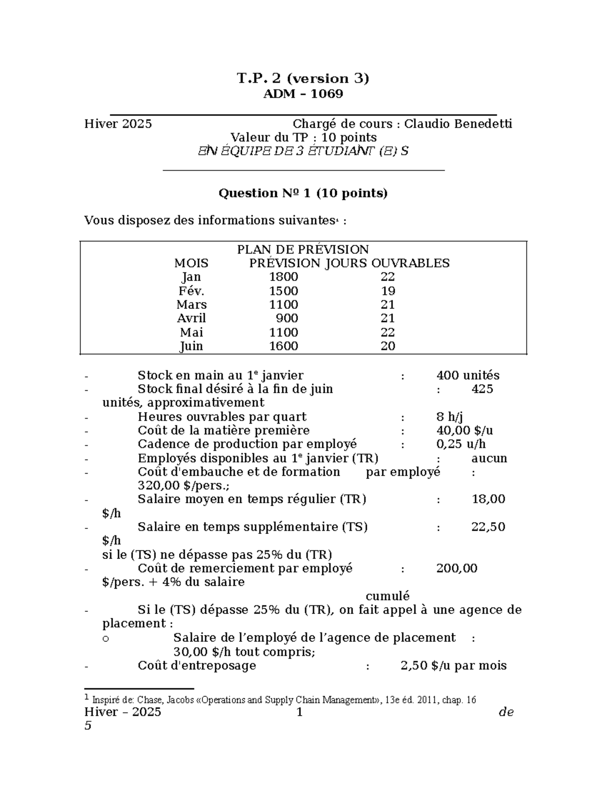 T.P.2 H-2025 - tp2 - T. 2 (version 3) ADM – 1069 Hiver 2025 Chargé de ...