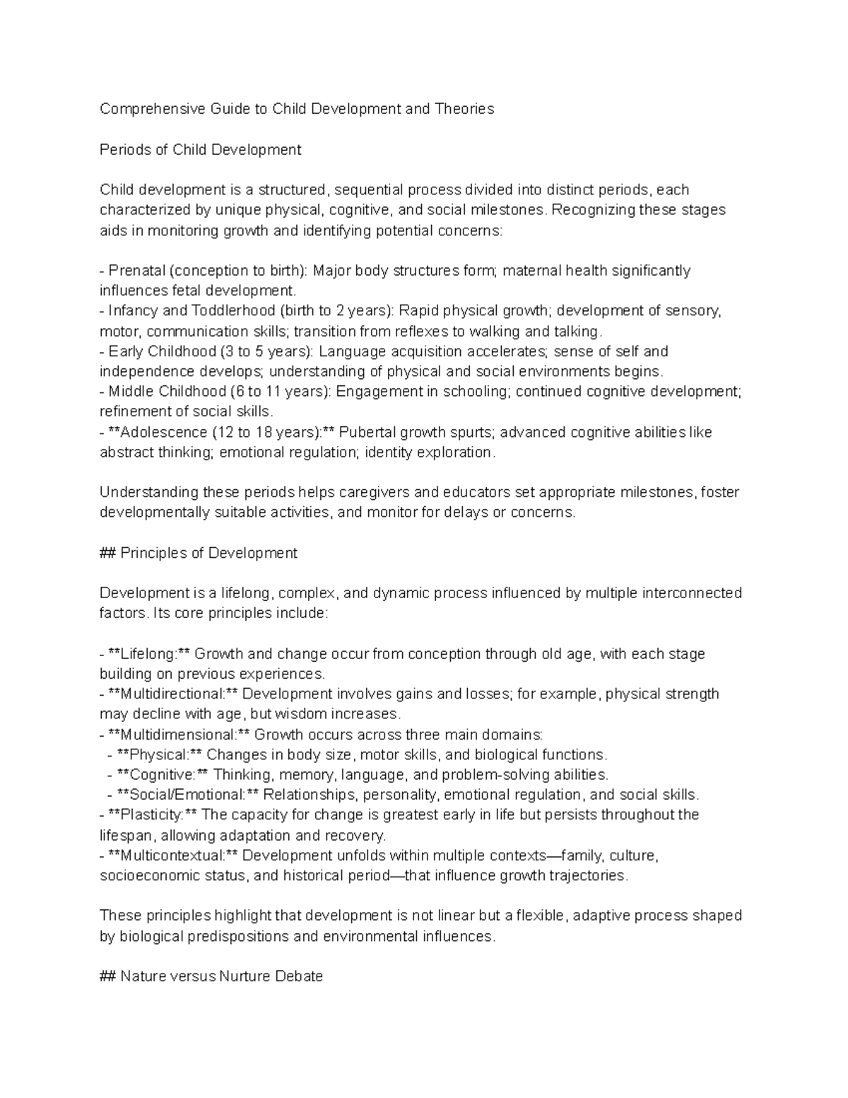 Comprehensive Overview of Child Development Theories (EDUC 101) - Studocu