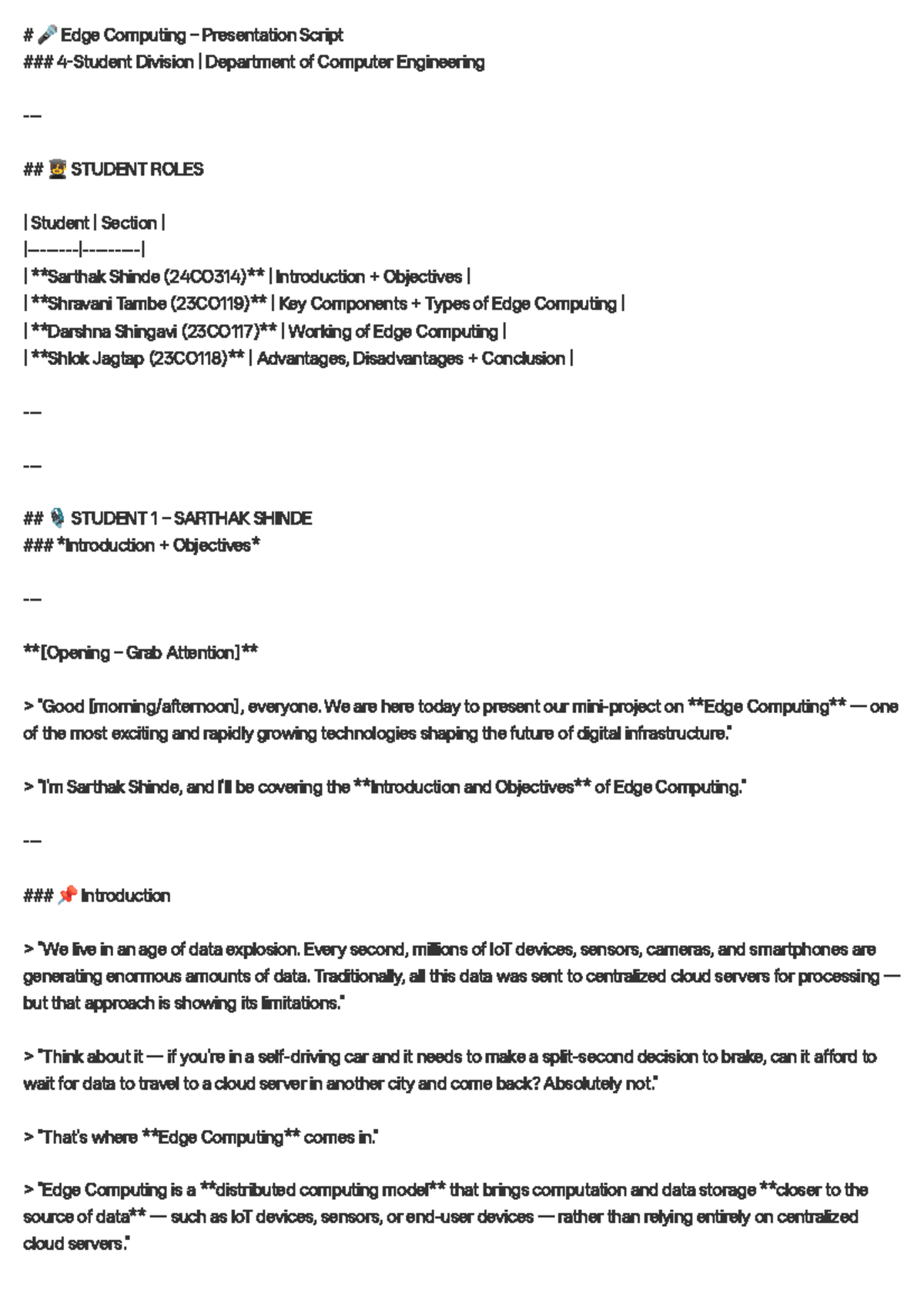 Edge Computing Presentation Script - CSE 101 Group Project - Studocu