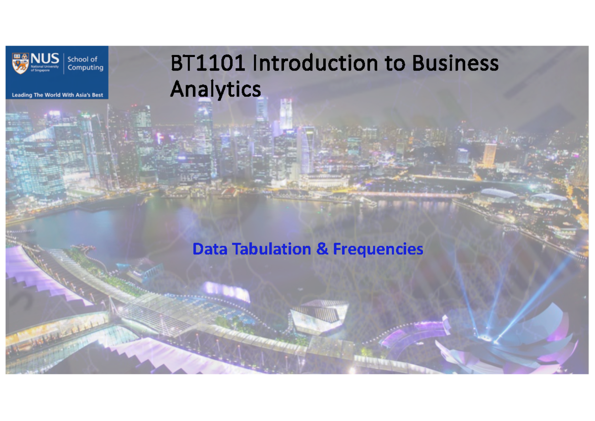 Data Tabulation and Frequencies Notes for BBTT1 111001 Introduction to ...