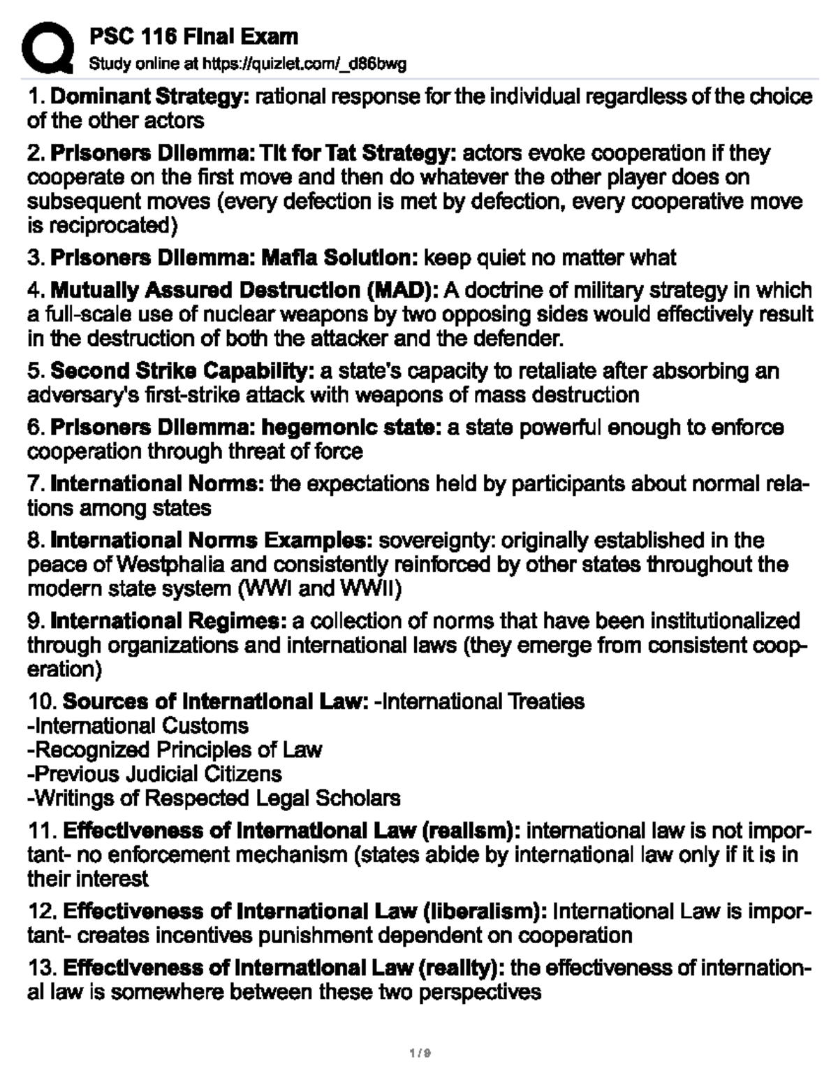 PSC 116 Final Exam Review Guide for Successful Preparation - Studocu