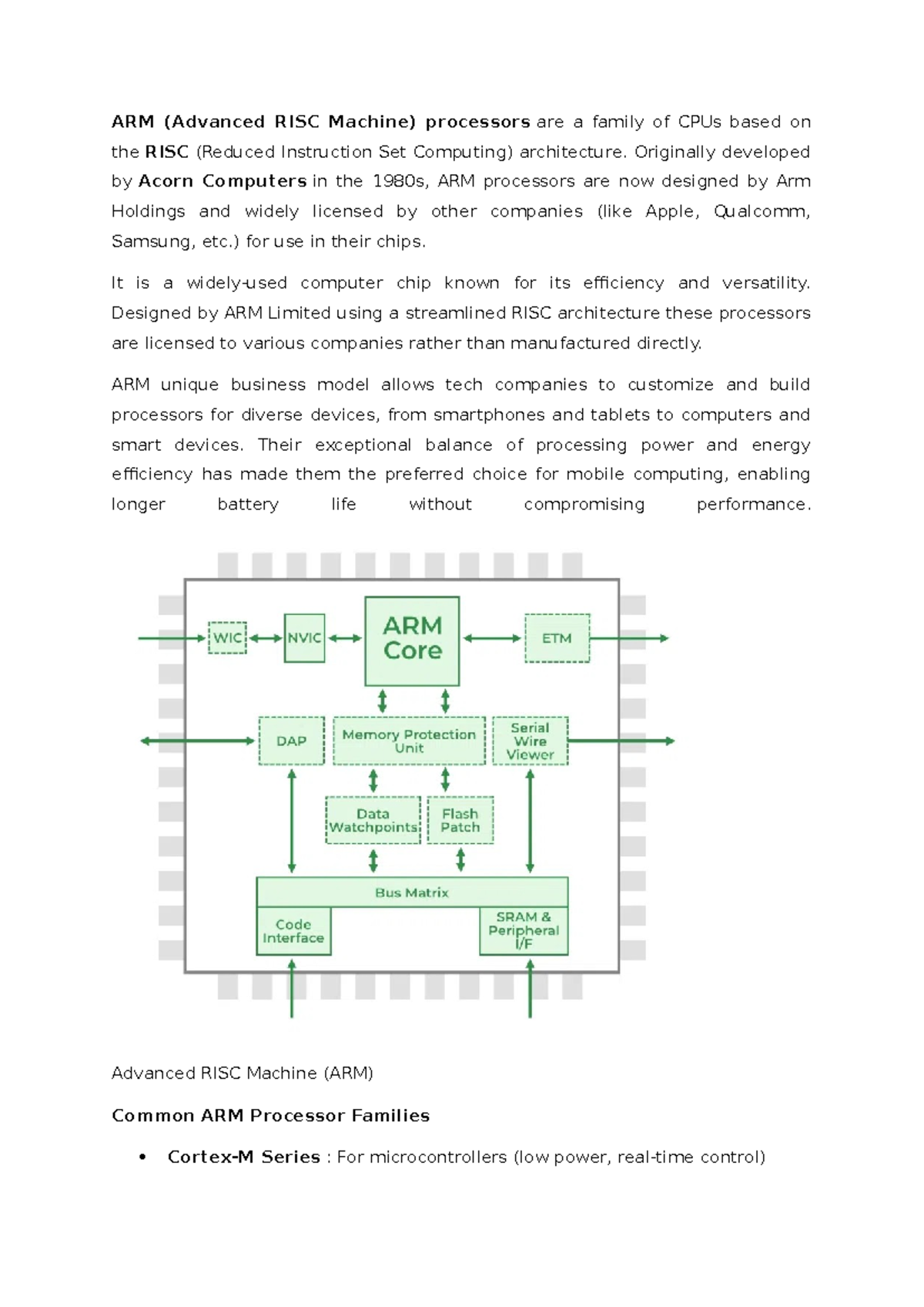 ARM Architecture - Advanced RISC Machine Overview and Features - Studocu