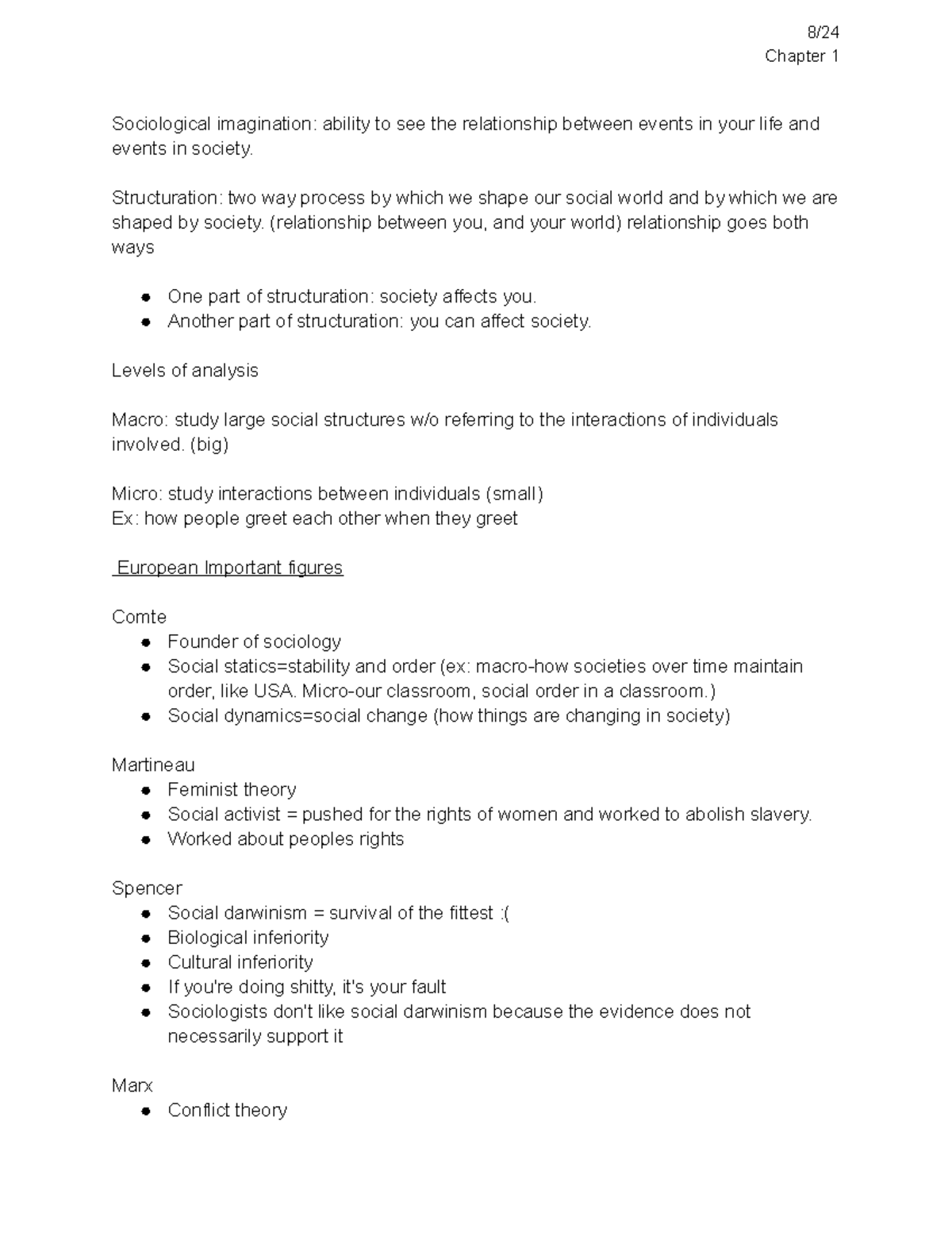 Sociology chapter 1 - Chapter 1 Sociological imagination: ability to ...