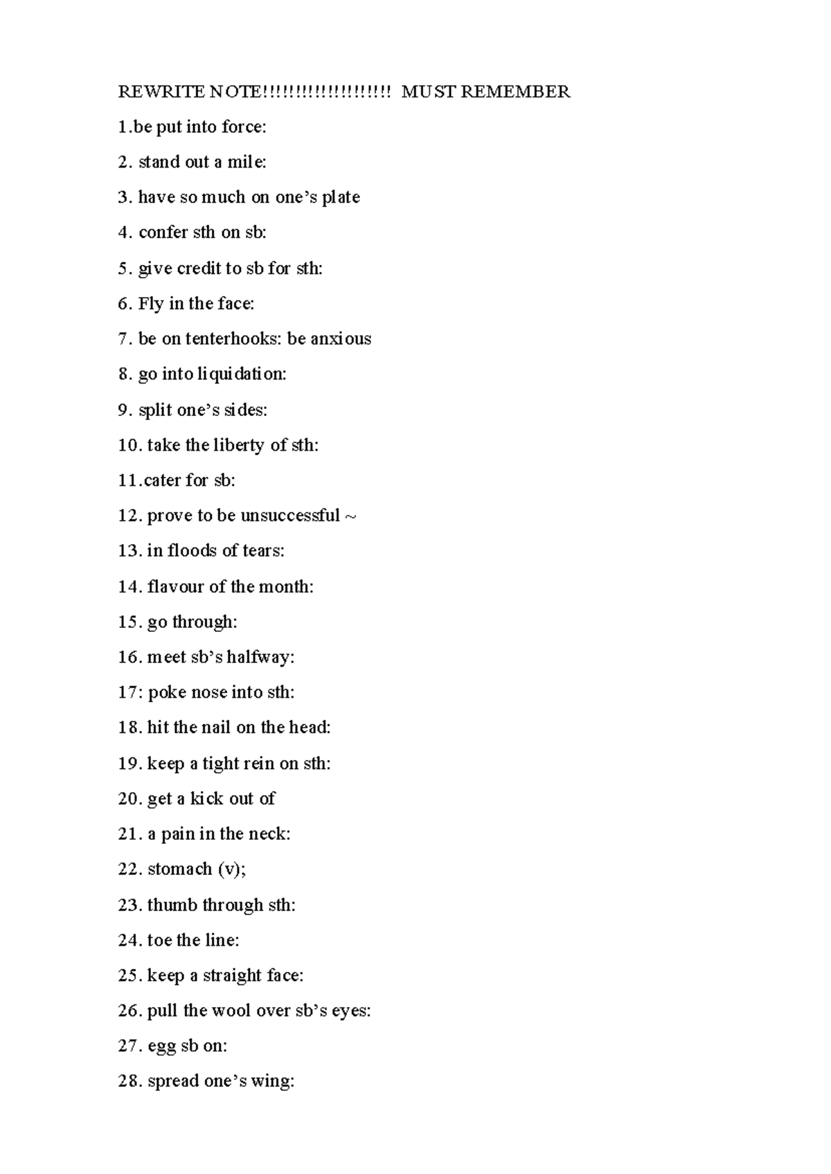 English Idioms and Phrases: Rewrite Notes for Exam Preparation - Studocu