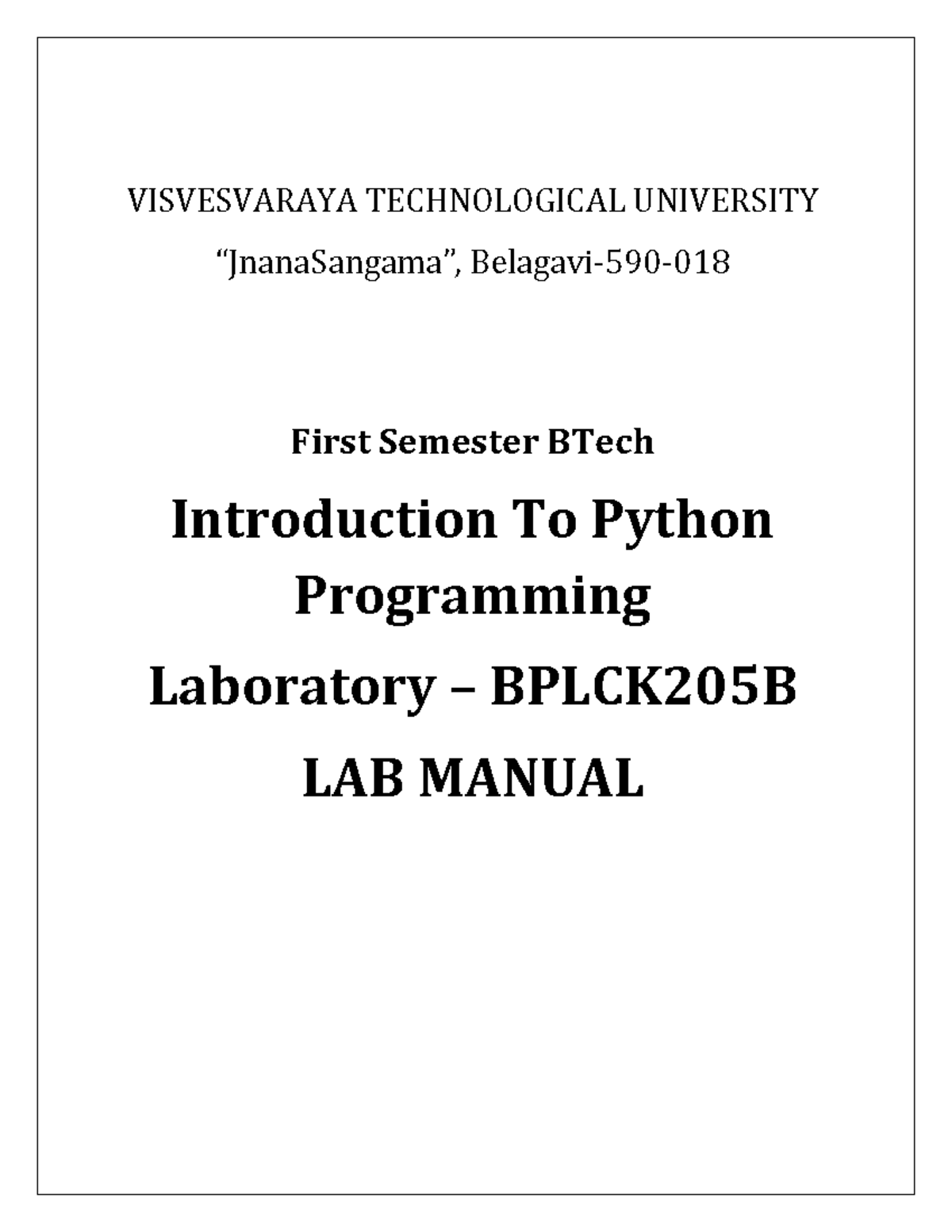 BPLCK205B Lab Manual: Python Programming Exercises and Solutions - Studocu