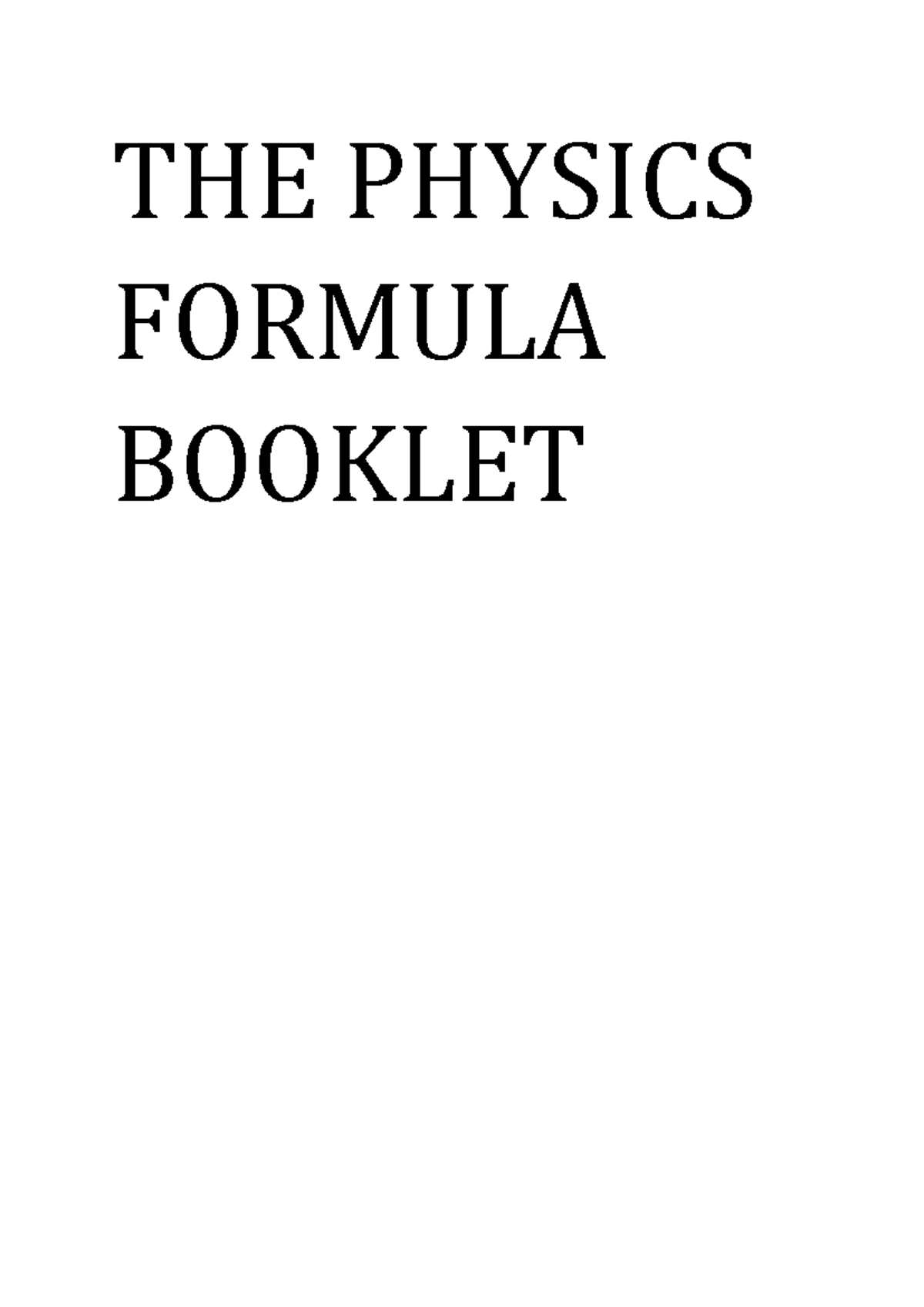 CSEC Physics Formula Booklet: Key Definitions & Formulas - Studocu