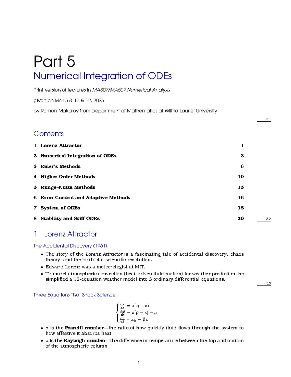 MA307 507 W25 Lecture Notes: Numerical Integration of ODEs - Studocu
