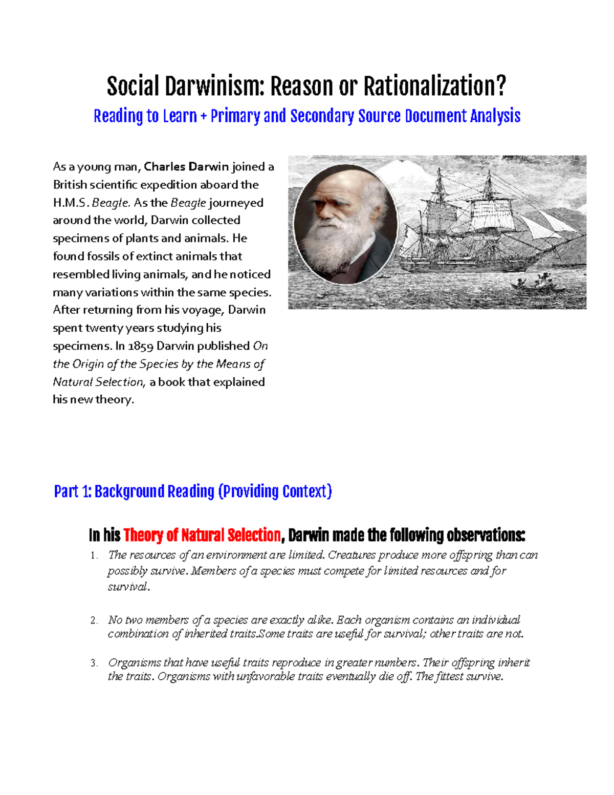 Social Darwinism: Analyzing Primary & Secondary Sources (HIST 101 ...