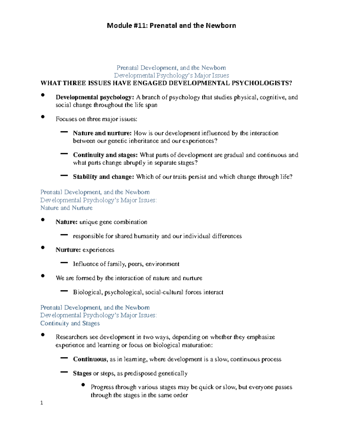 Developmental Psychology Module #11: Prenatal & Newborn Insights ...