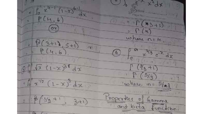 Properties of Gamma and Beta Functions - Math 101 Lecture Notes - Studocu