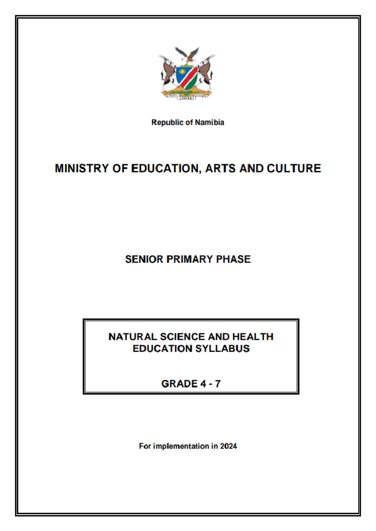 SP NSHE Syllabus 2024: Grade 4-7 Natural Science and Health Education - Studocu