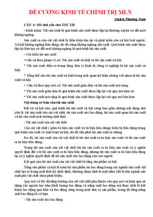 Giáo trình Kinh tế chính trị Mác Lênin - Chương 1 ĐỐI TƯỢNG, PHƯƠNG PHÁP NGHIÊN CỨU VÀ CHỨC ...