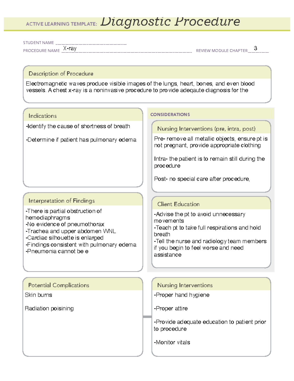 Xray ati sheet diagnostic - ACTIVE LEARNING TEMPLATES THERAPEUTIC ...