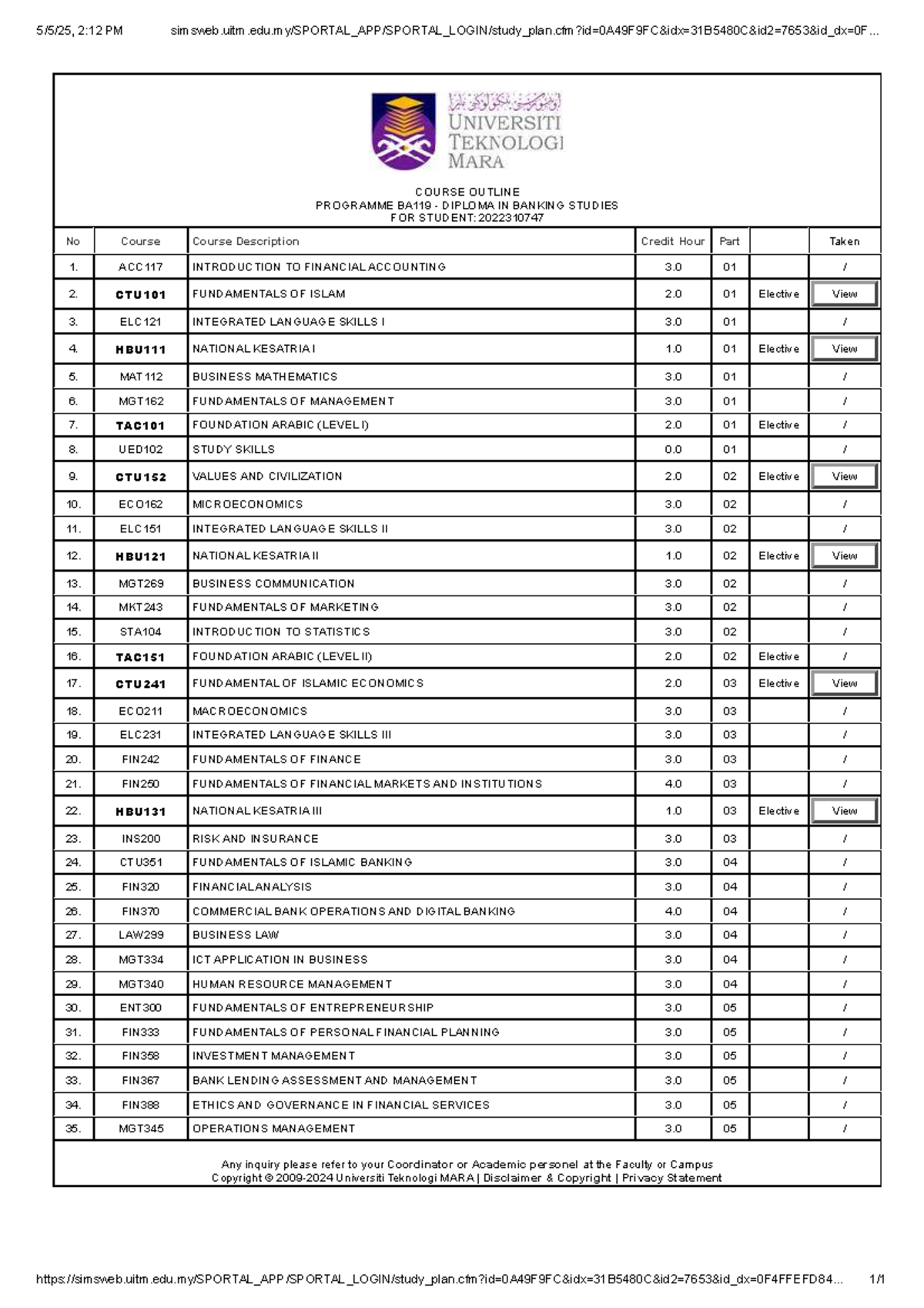 BA119 Diploma in Banking Studies Course Outline for 2022-2023 - Studocu