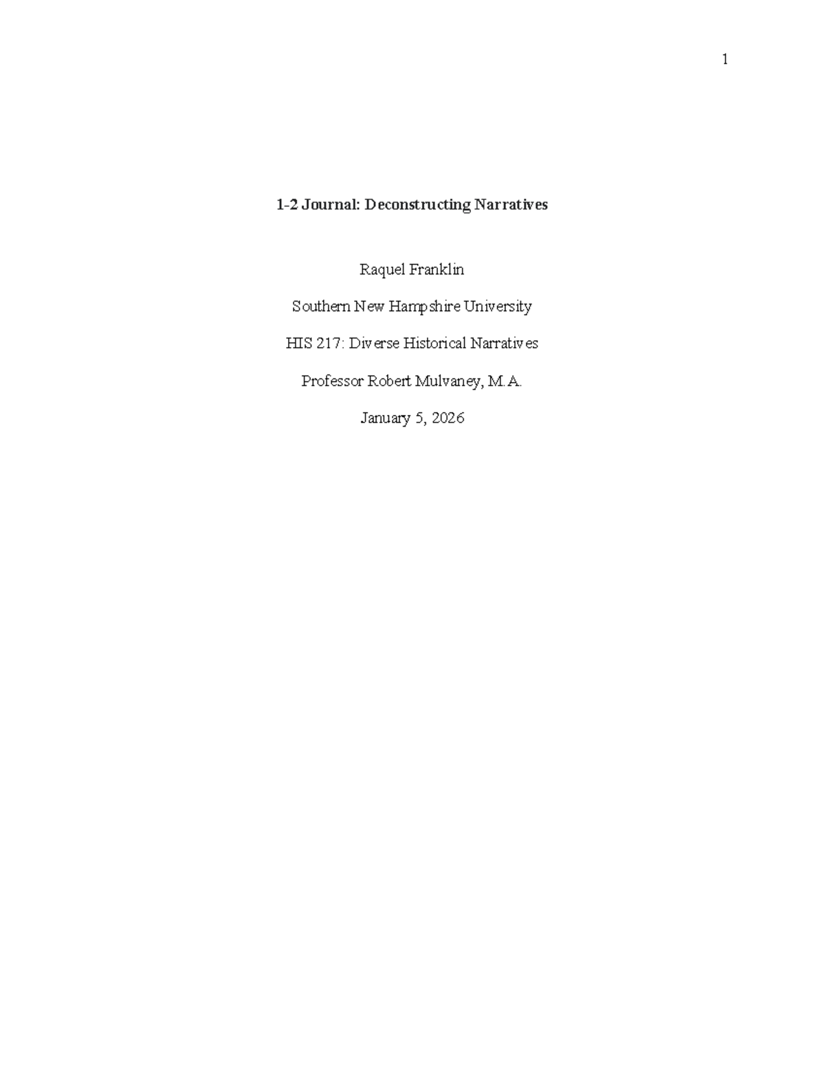 HIS 217: Module One Journal on Immigration Narratives - Studocu