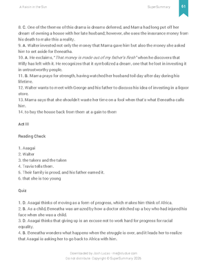 A Raisin in the Sun - Super Summary Study Guide 68 - 6. Who informs ...