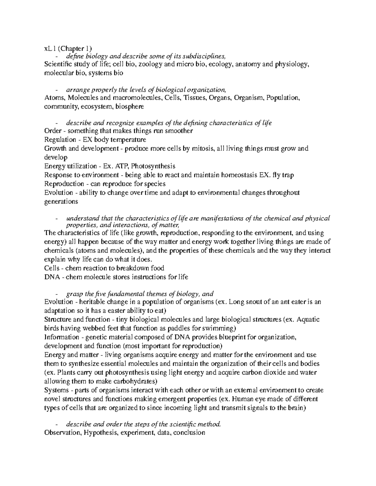 BIO 1 (Chapter 1-4) Overview: Key Concepts in Biology and Cell Structure - Studocu