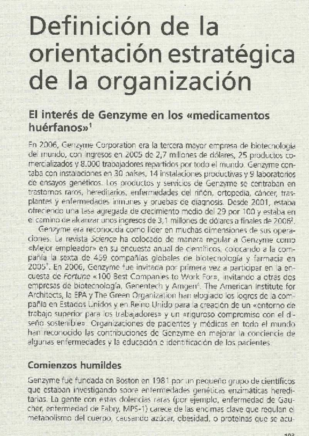 L1 Caso Genzyme: Estrategia en Medicamentos Huérfanos y Crecimiento - Studocu