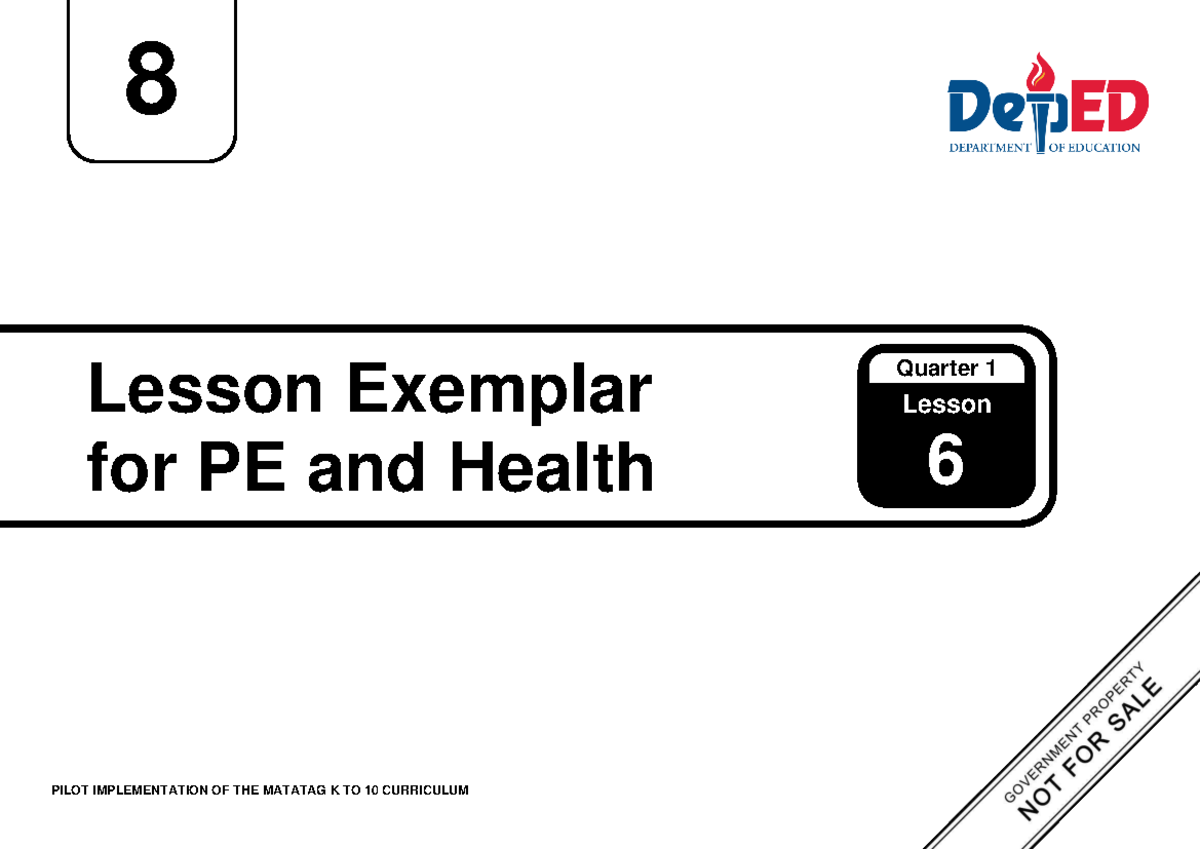 Q1 LE PE and Health 8 Lesson 6 Exemplar for MATATAG Curriculum - Studocu