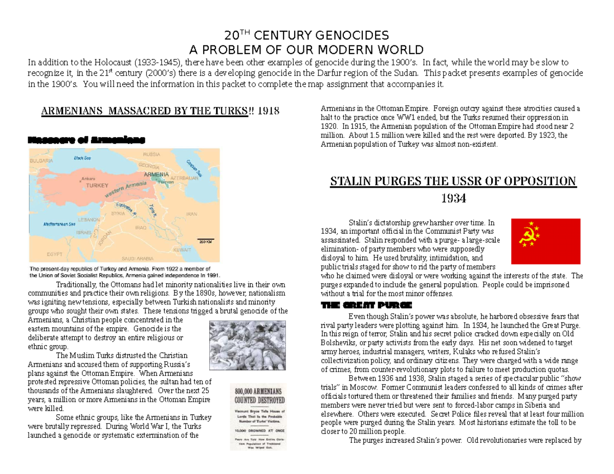 Genocide Case Studies: Insights from 20th Century Conflicts - Studocu