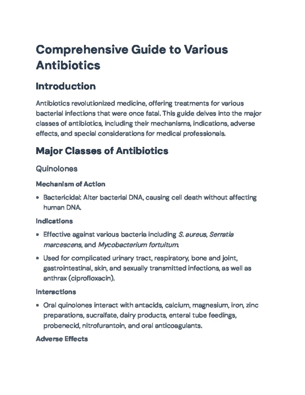 Comprehensive Guide to Antibiotics: Mechanisms, Indications, and ...
