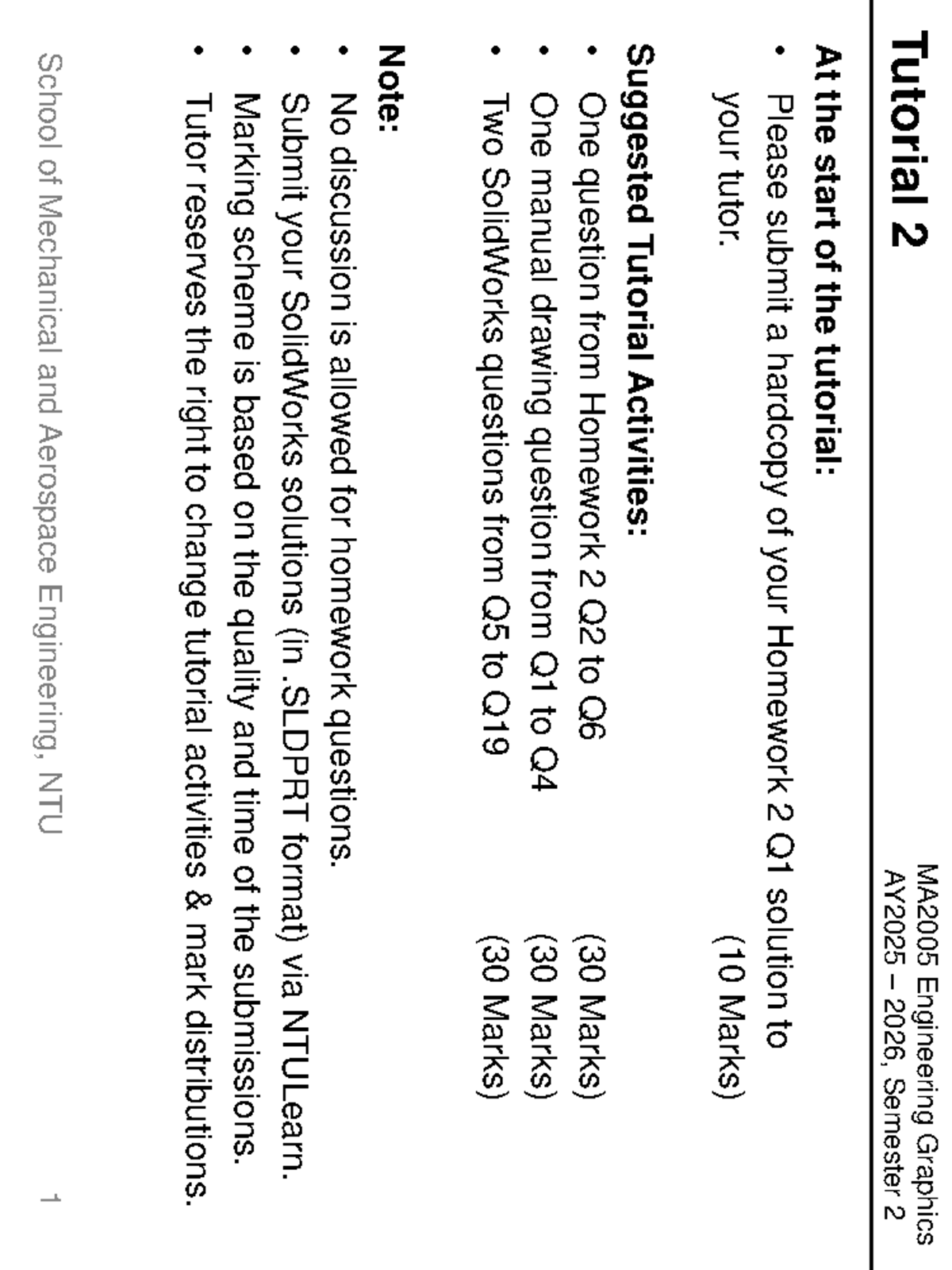 MA2005 Tutorial 2: Engineering Graphics (AY2025-2026, Sem 2) - Studocu