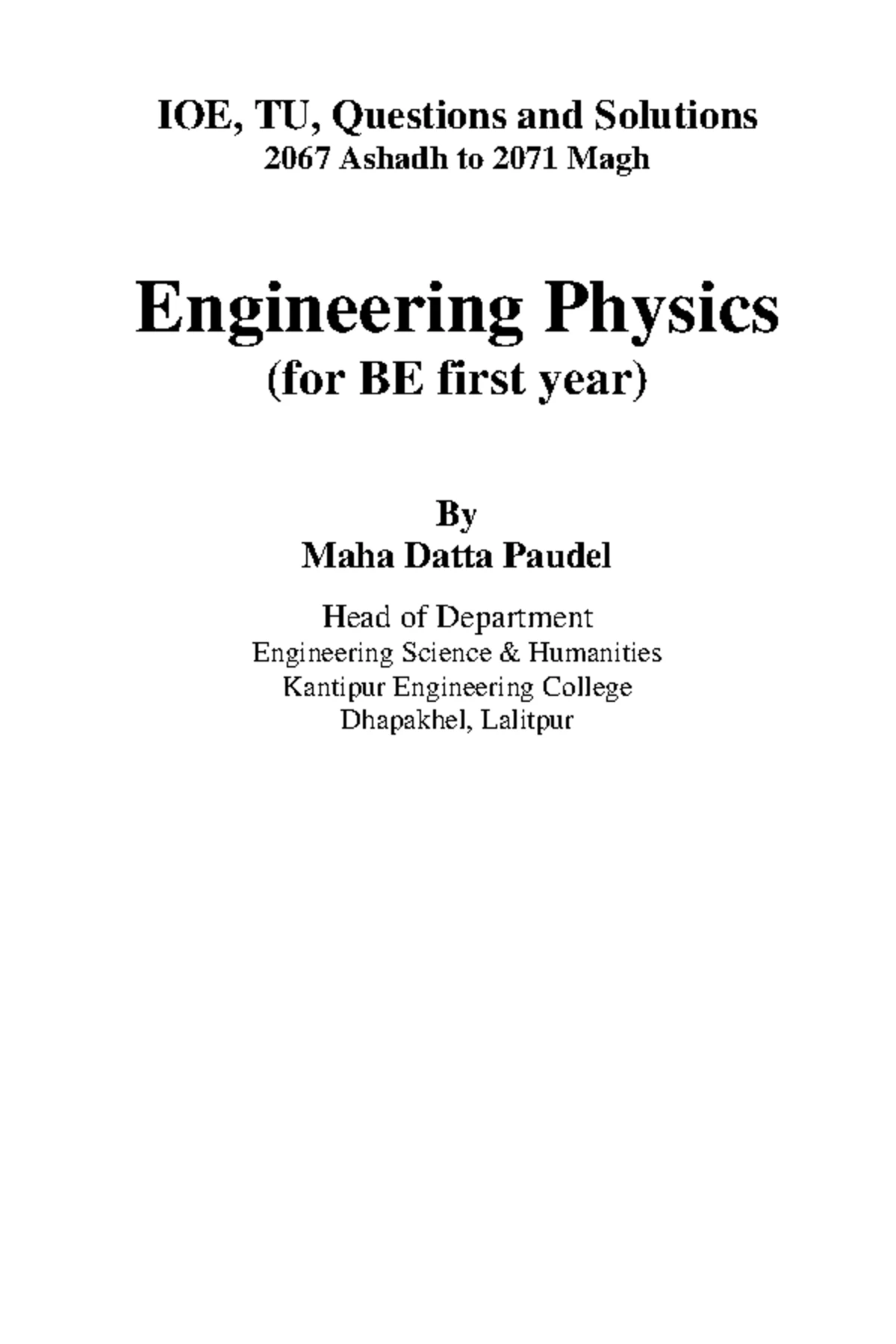 Physics-Solution - Engineering Physics solution - Pokhara Uinversity ...
