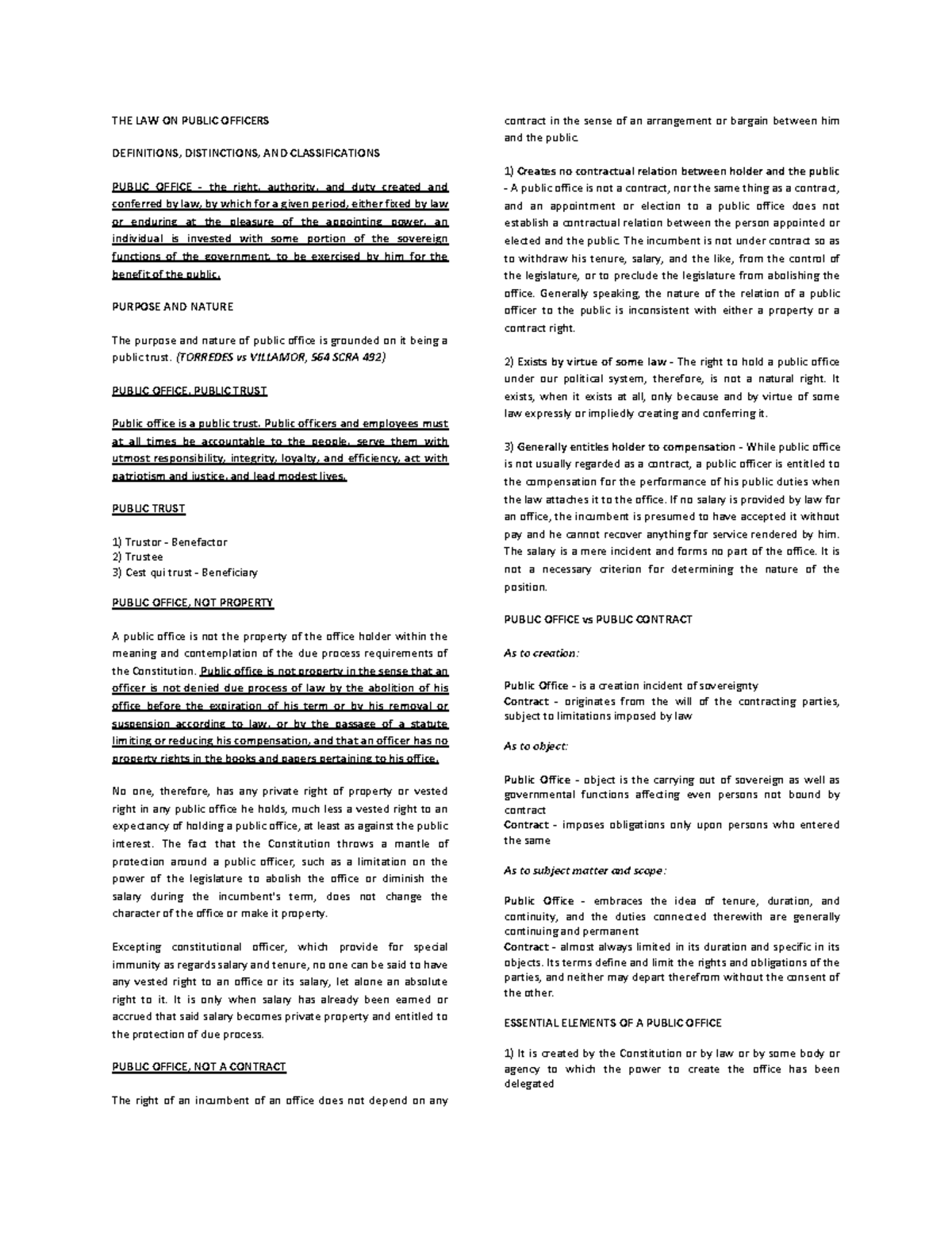 Reviewer on The Law Governing Public Officers and Their Duties - Studocu