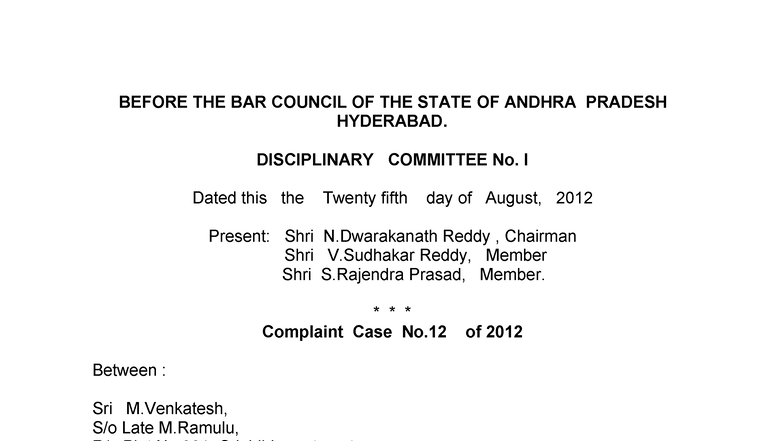 Disciplinary Committee Case No.12/2012 - Andhra Pradesh Bar Council ...