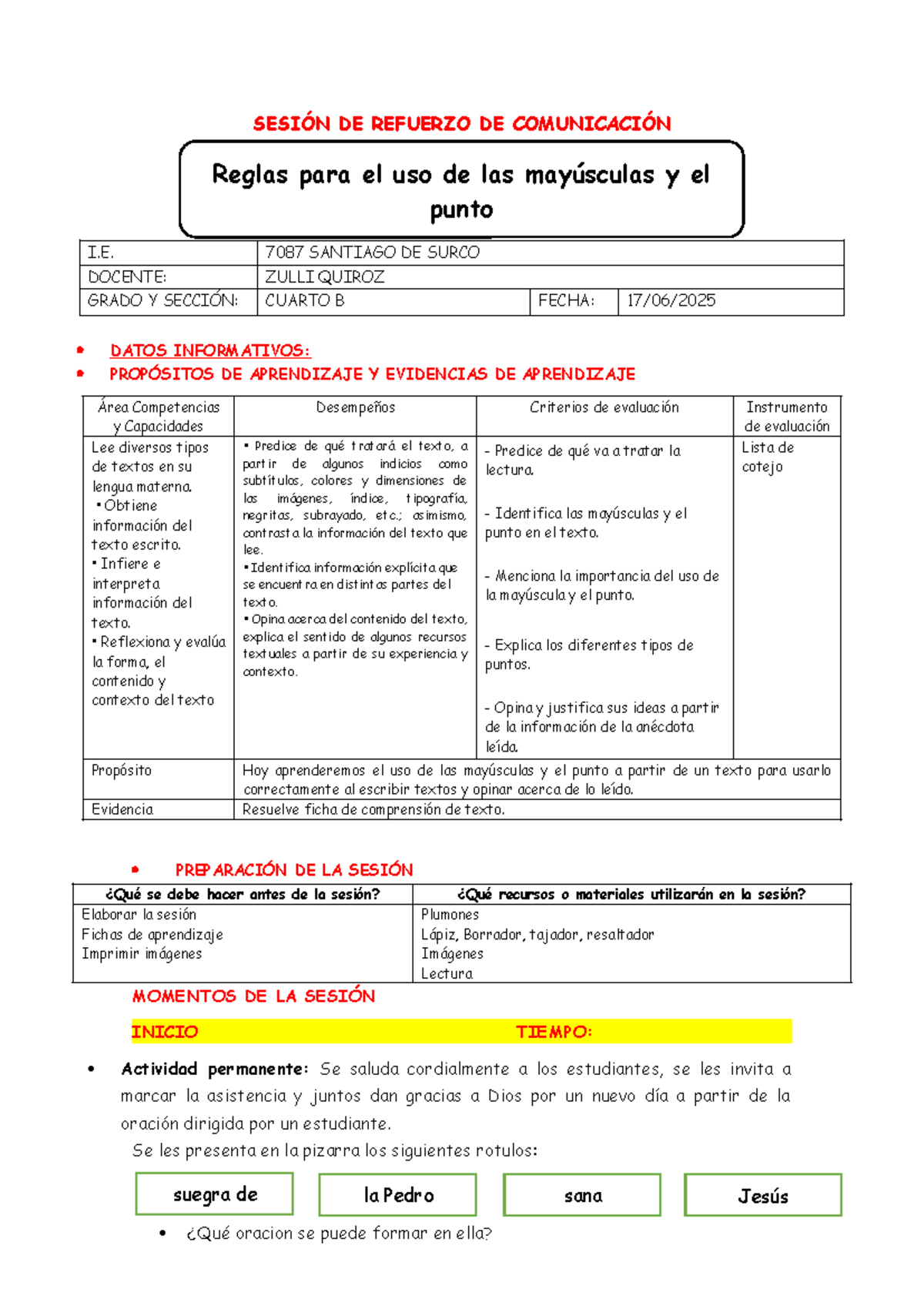 4° SES COMU LUN 10 Reglas de Uso de Mayúsculas y Puntos - Studocu