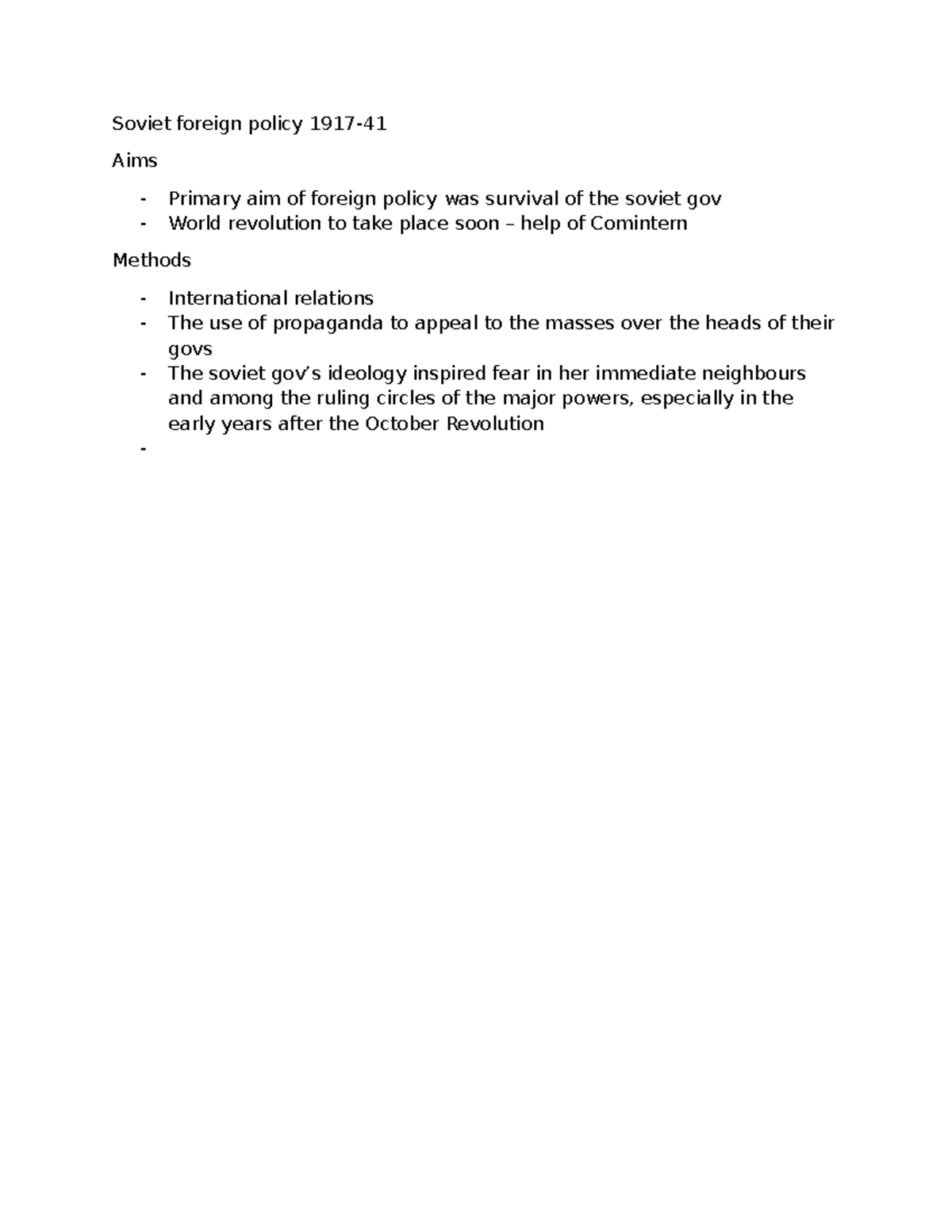 Soviet foreign policy 1917 - Soviet foreign policy 1917- Aims - Primary ...
