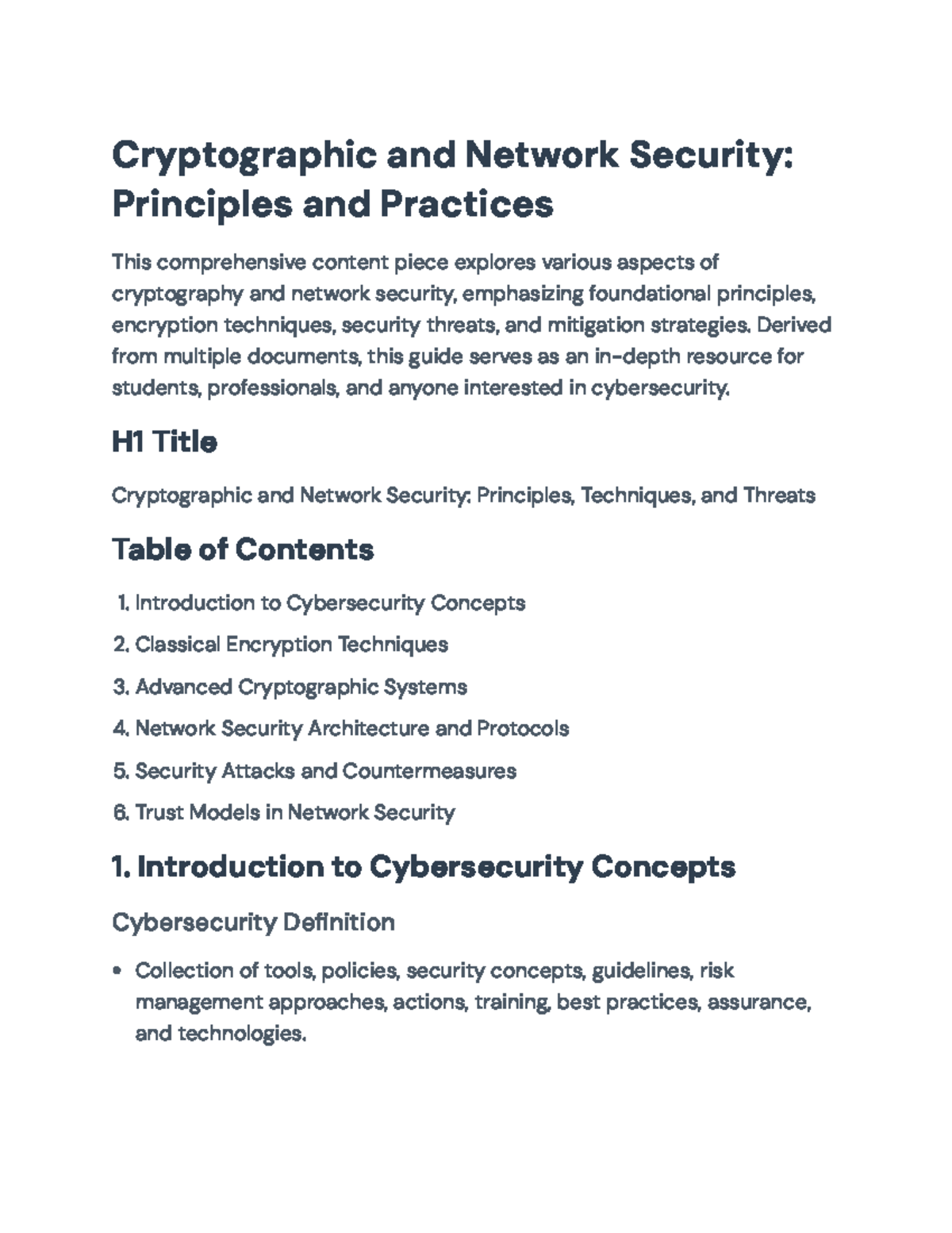 Cryptographic and Network Security: Key Principles and Techniques - Studocu