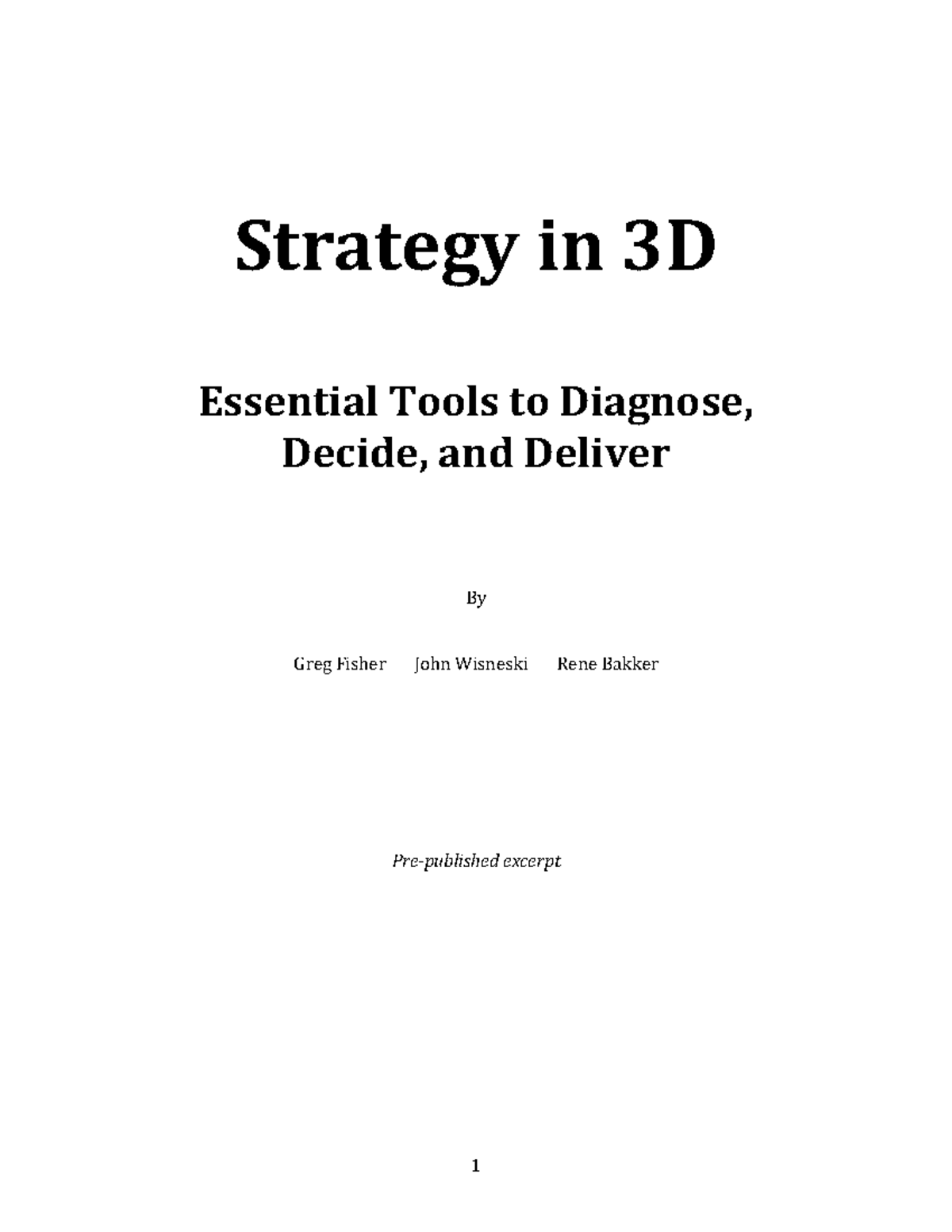 Book Chapter Strategic Levels - Strategy in 3D Essential Tools to ...