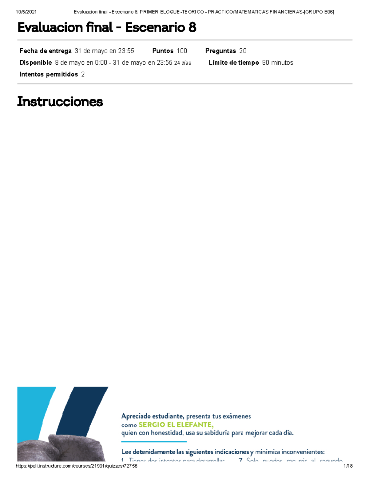 Evaluación Final - Escenario 8 Mat Financieras V y Preguntas Clave ...