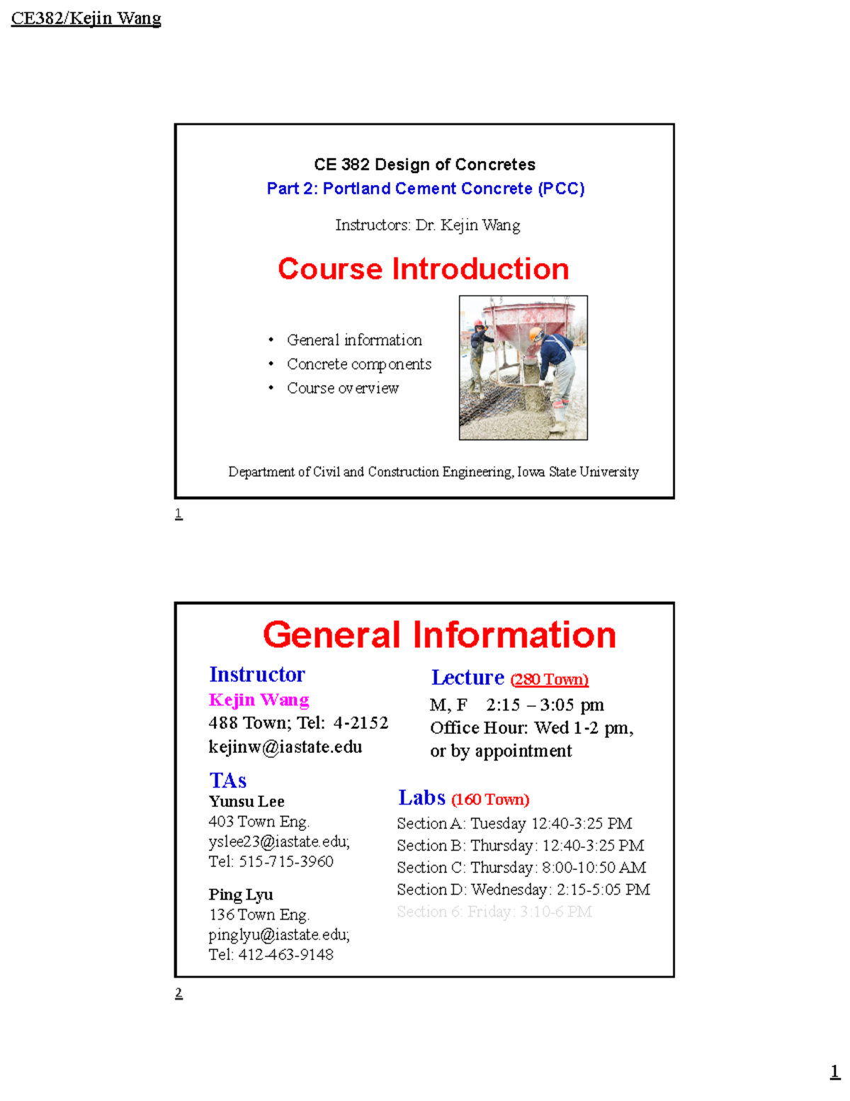 CE 382 Lecture Notes: Introduction to Portland Cement Concrete (PCC ...