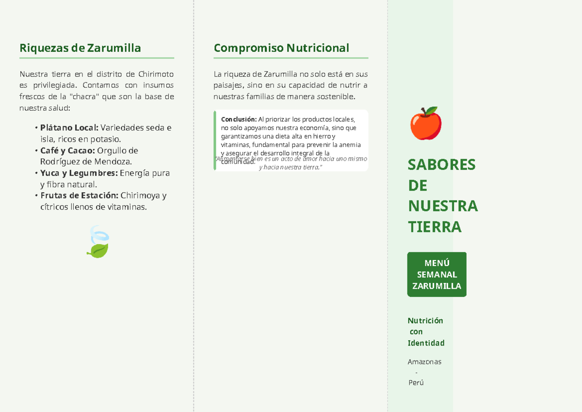 Tríptico Menú Semanal de Nutrición Local en Zarumilla - Studocu