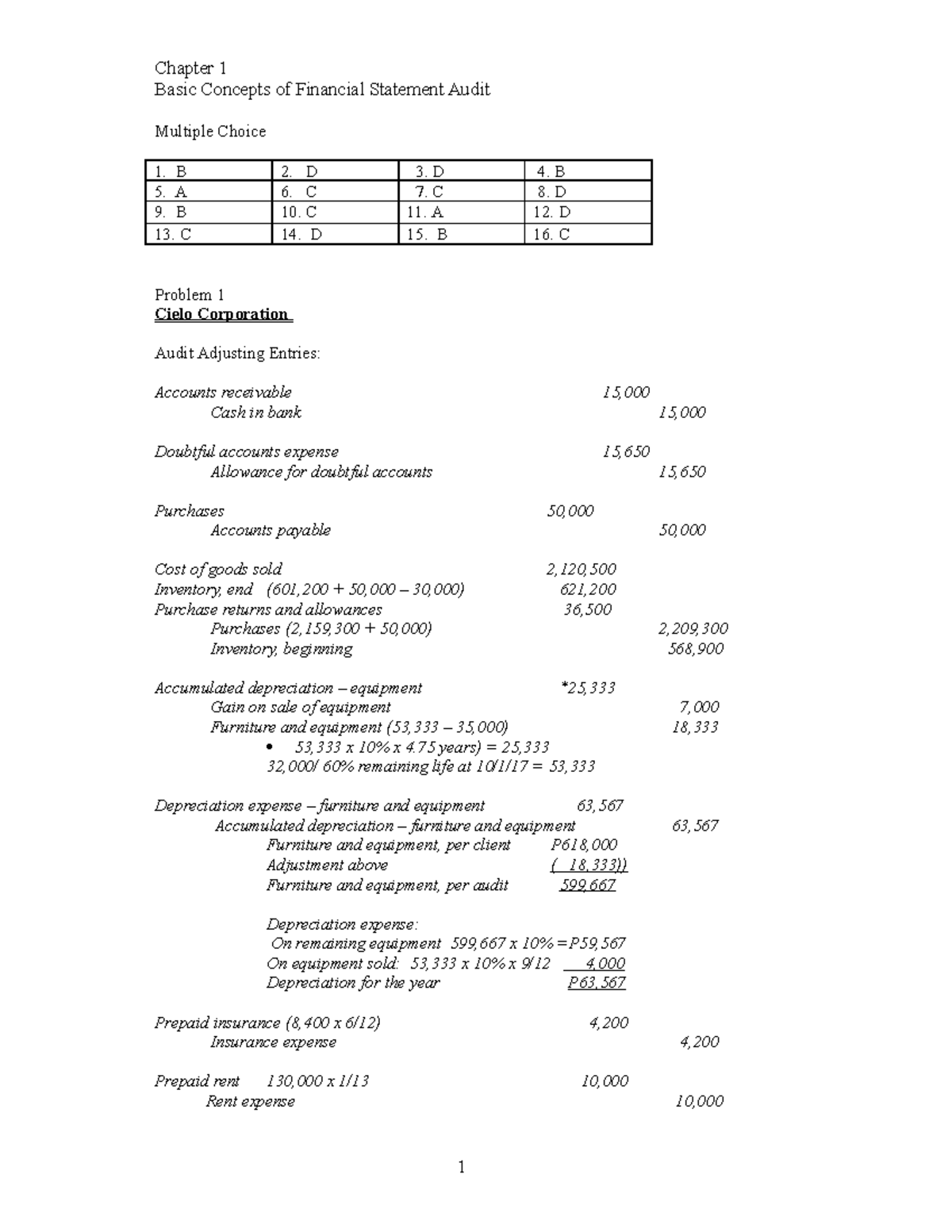 Answer-Key for Chapter 1: Basic Concepts of Financial Statement Audit ...