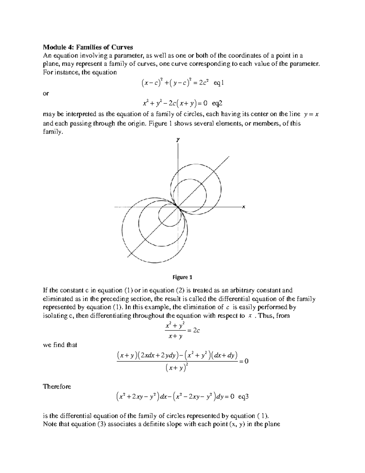 Module 3 Families of curves 2 - Module 4: Families of Curves An ...