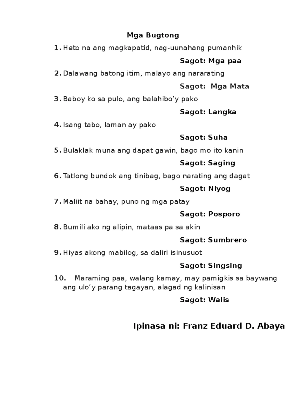 Unang Markahang Pagsusulit SA Filipino 10 - UNANG MARKAHANG PAGSUSULIT ...