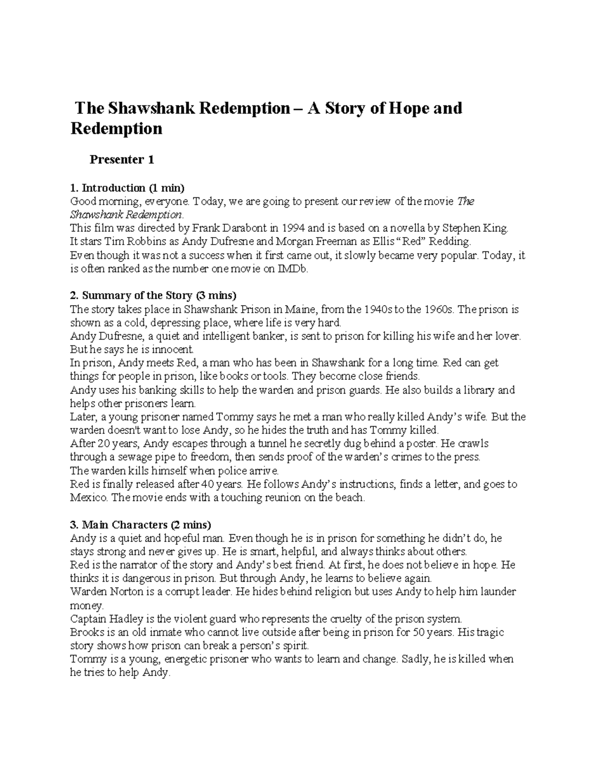 The Shawshank Redemption (Film Review) - A Story of Hope & Friendship ...