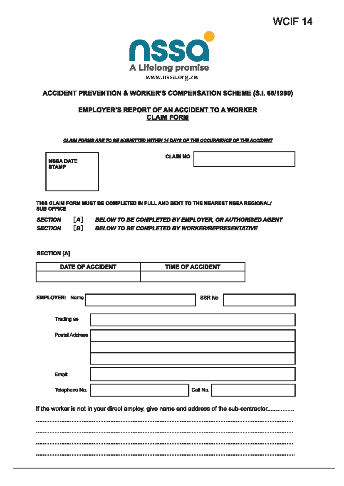 WCIF 14 NSSA Accident Report Claim Form Instructions - Studocu