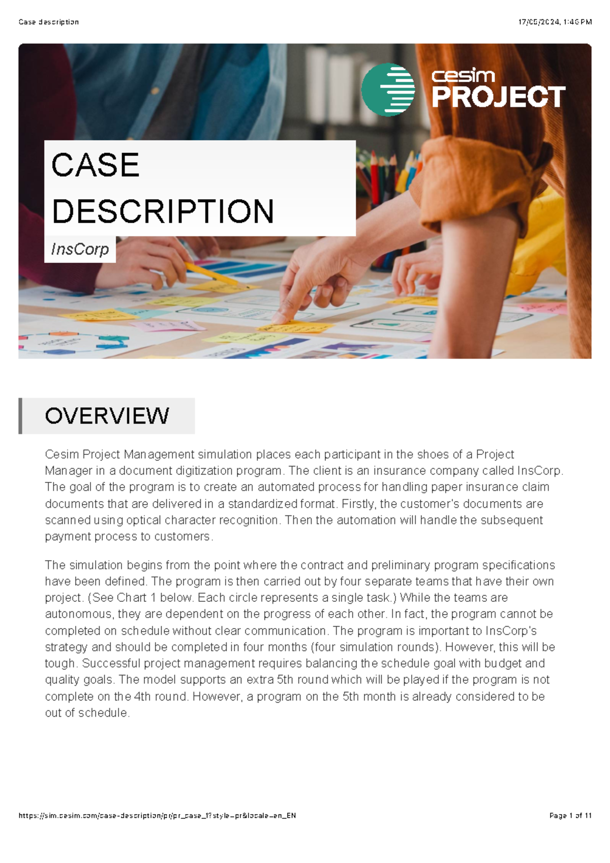 Case Study: Project Management Simulation for InsCorp Project - Studocu