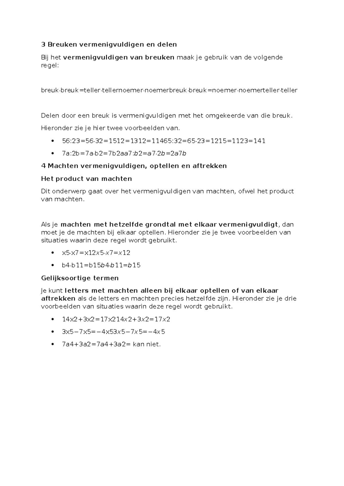 Wiskunde - Breuken en Machten Vermenigvuldigen en Delen - Studeersnel