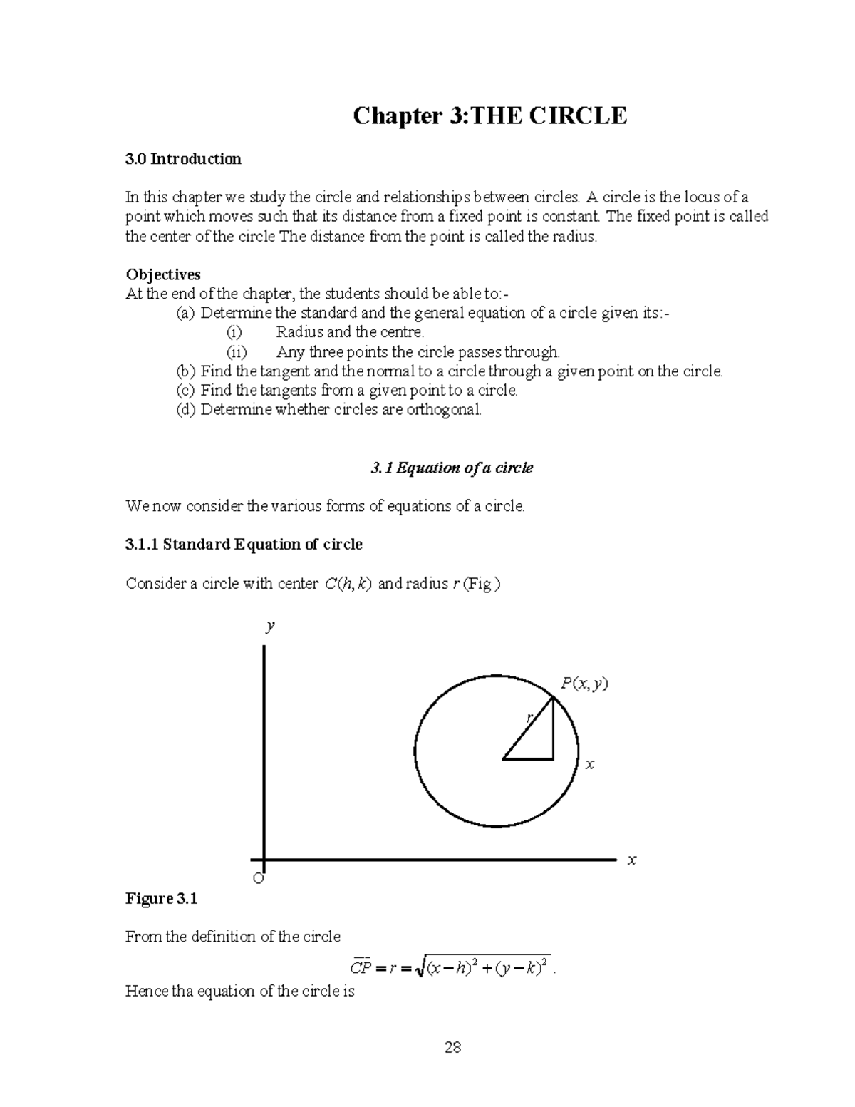 Chapter 3: The Circle - Equations, Tangents, and Properties - Studocu